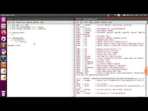 kivy load save and clear note data using JsonStore. - YouTube