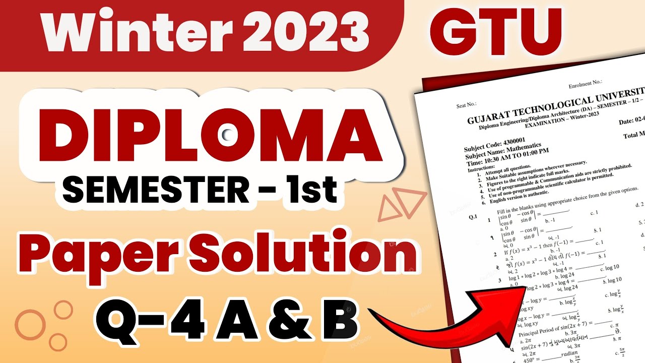 #4 GTU Diploma Winter 2023 Paper Solution | 1st Semester | Q-4 A & B ...