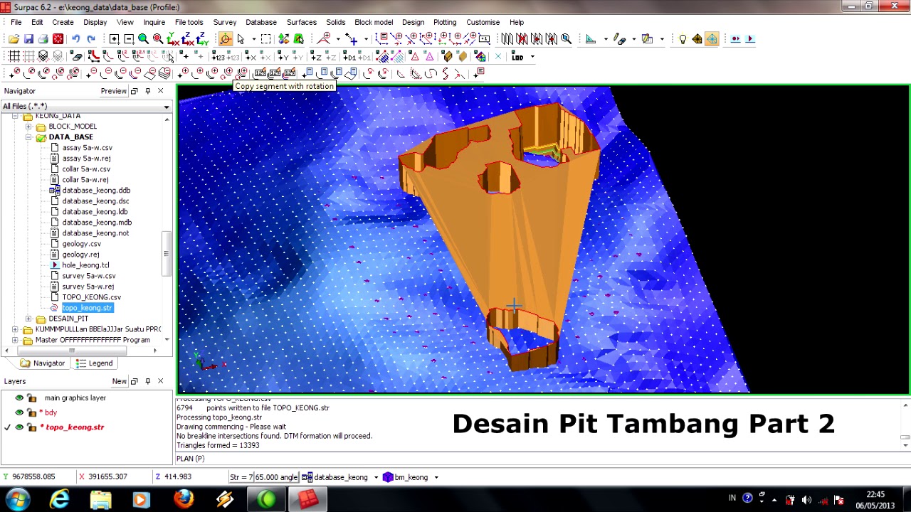 Tutorial Surpac 6.3 Part 2 Desain Pit - YouTube