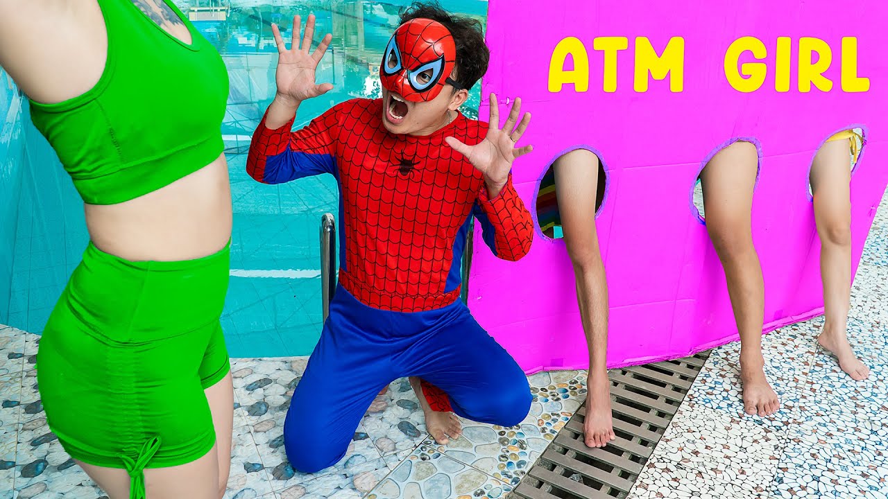 Prank Girl Pool Troll Spider-Man BATTLE NERF Dr AMGirl Jackpot Game ...