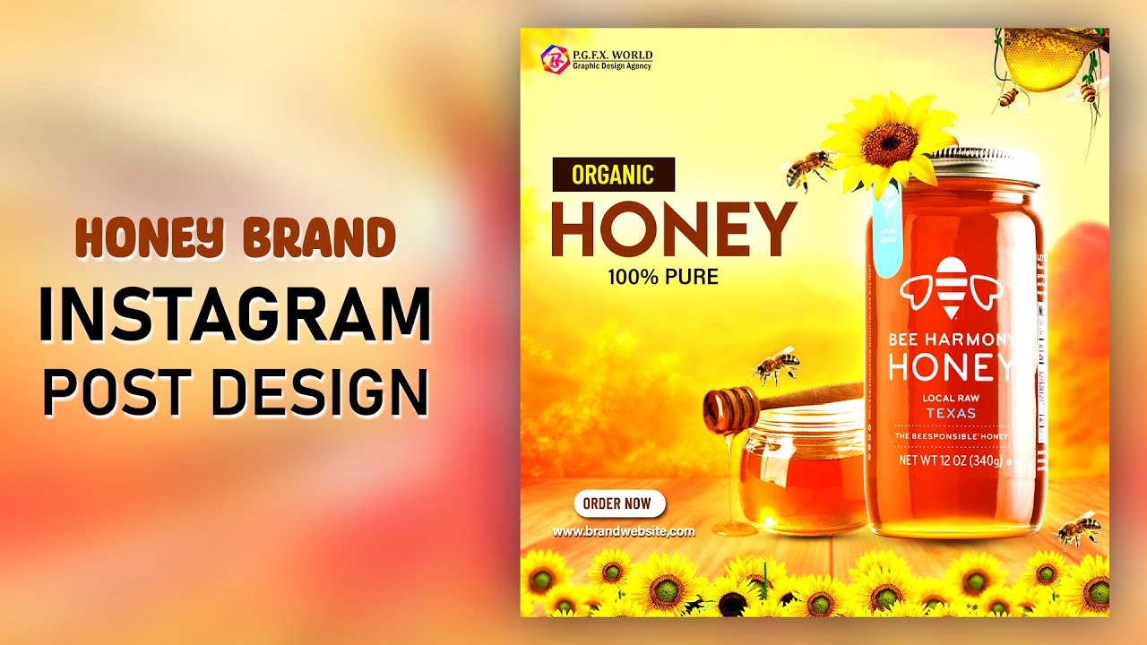 Instagram Post Design For Honey Brand | Honey Social Media Post Design ...