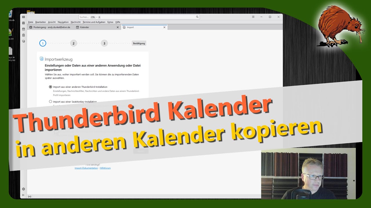 Thunderbird Kalender in anderen Kalender übernehmen - YouTube