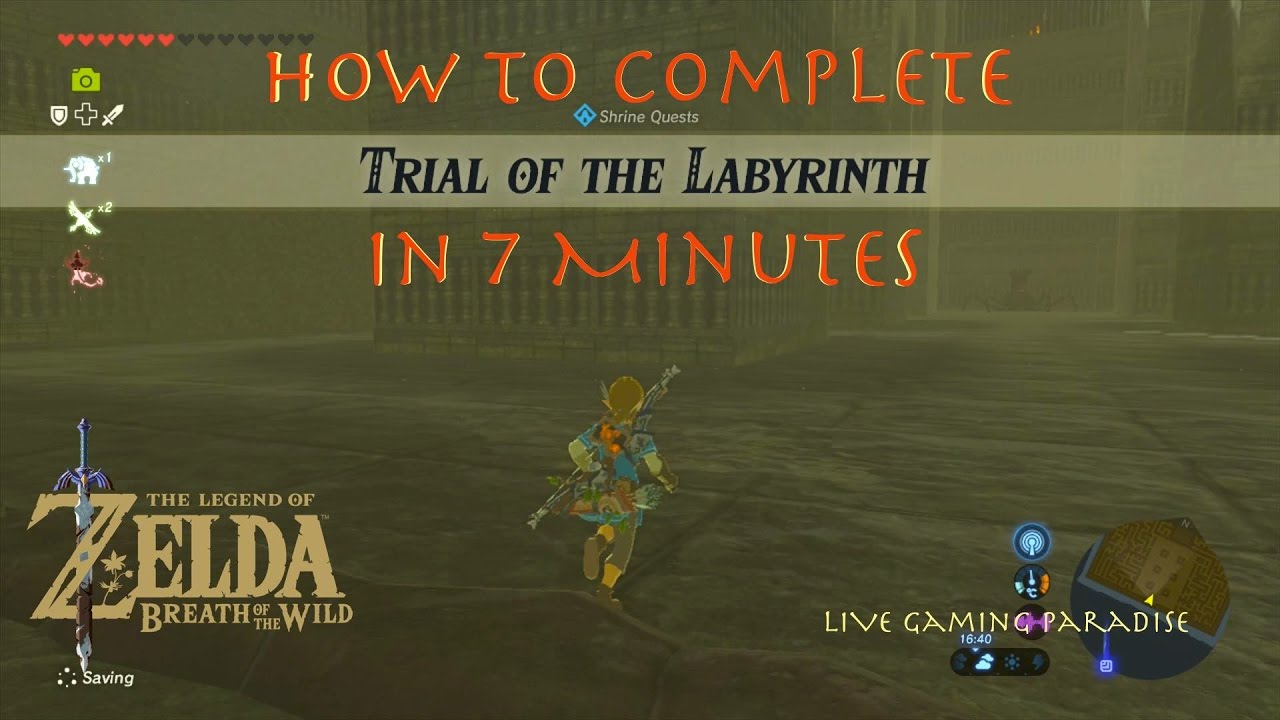 Breath of the Wild - Trial of the Labyrinth FAST Guide - YouTube