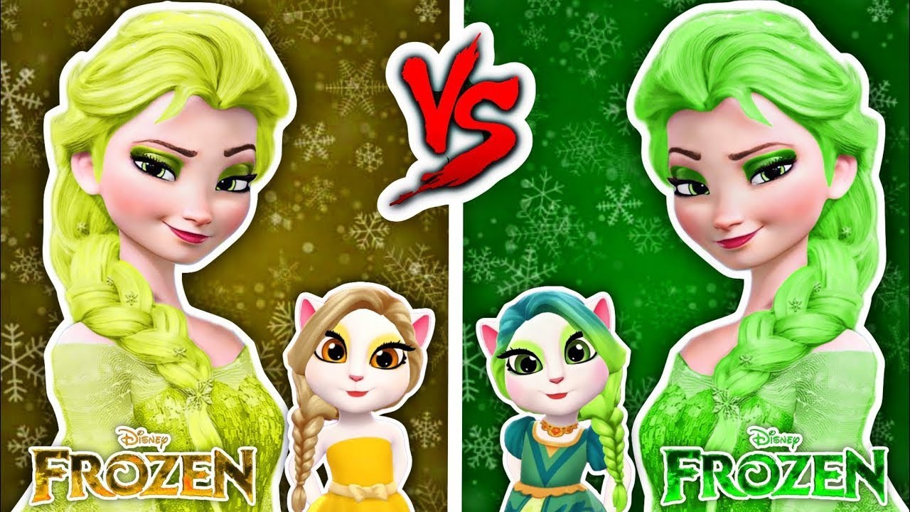 My Talking Angela 2 😻|| Angela Vs Yellow Elsa 💛 ️ Vs Green Elsa 💚 ️ ...