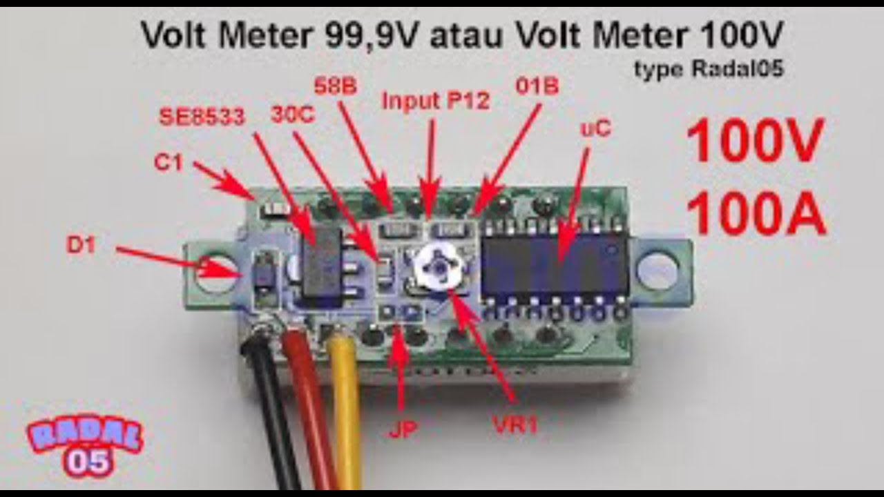 Schematic Volt Meter digital ┃Volt meter 2 kabel jadi 3 kabel - YouTube