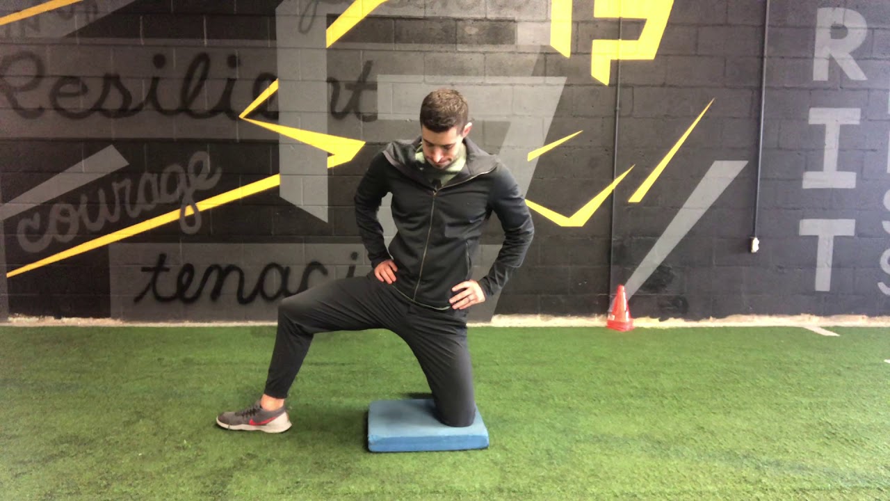 1/2 kneeling adductor stretch - YouTube