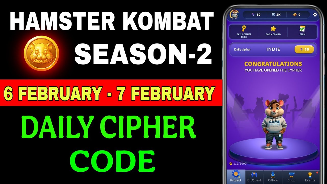 HAMSTER KOMBAT SEASON-2 DAILY CIPHER CODE | HAMSTER KOMBAT SEASON-2 ...
