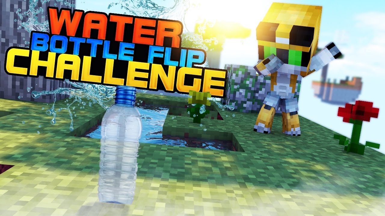 EL RETO DE LA BOTELLA EN SKYWARS MINECRAFT | WaterBottle Fip Challenge ...