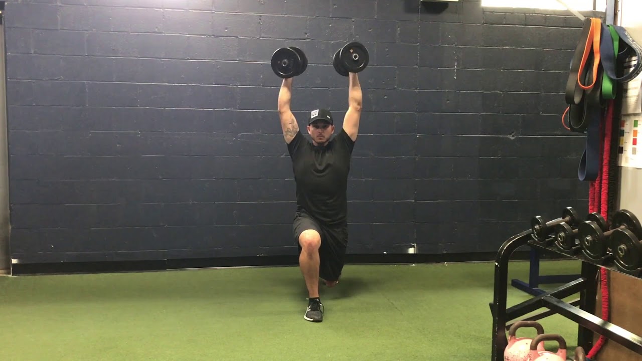 Iso Lunge 2 DB Shoulder Press - YouTube