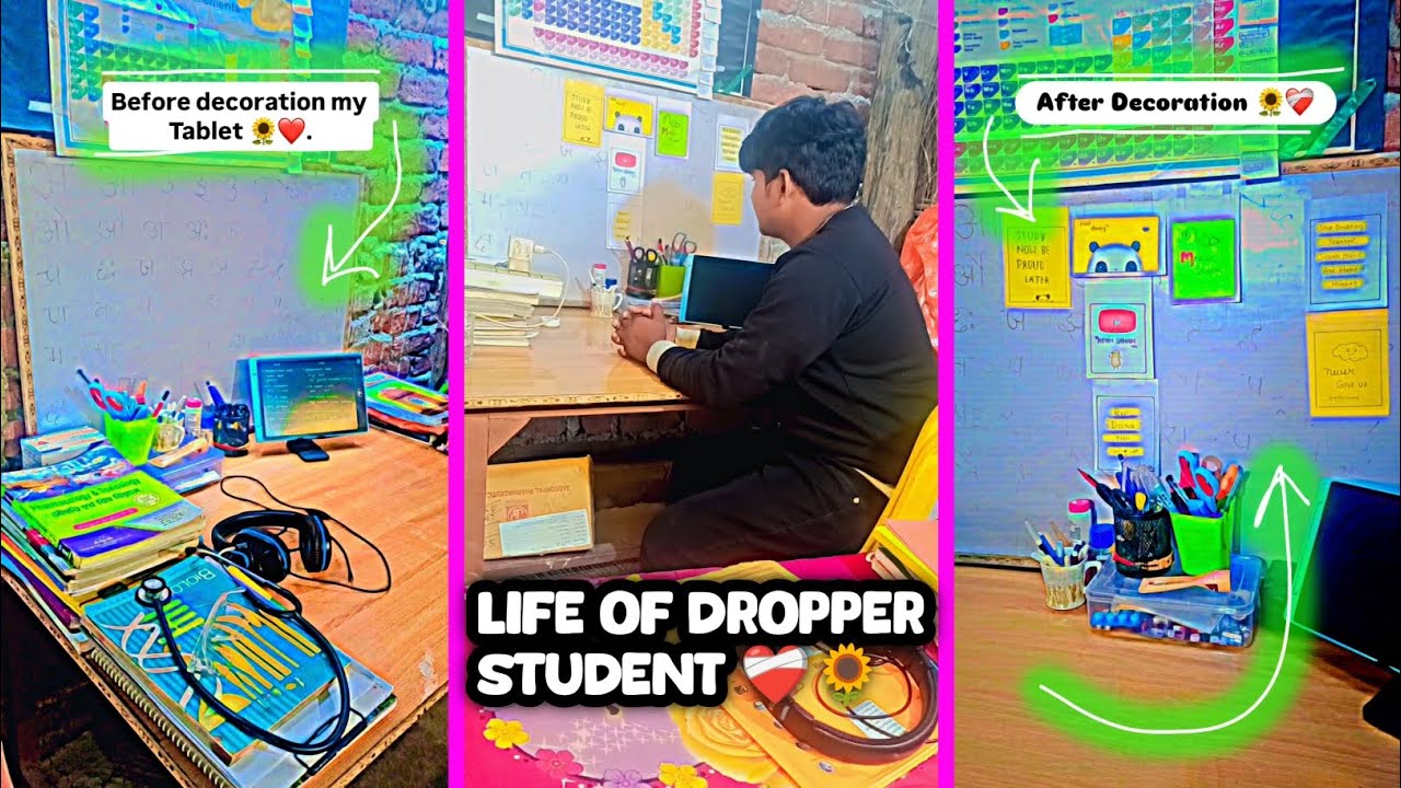 Decoration my study table 🍉🌻|| life of Dropper Student ️‍🩹🌻|| # ...