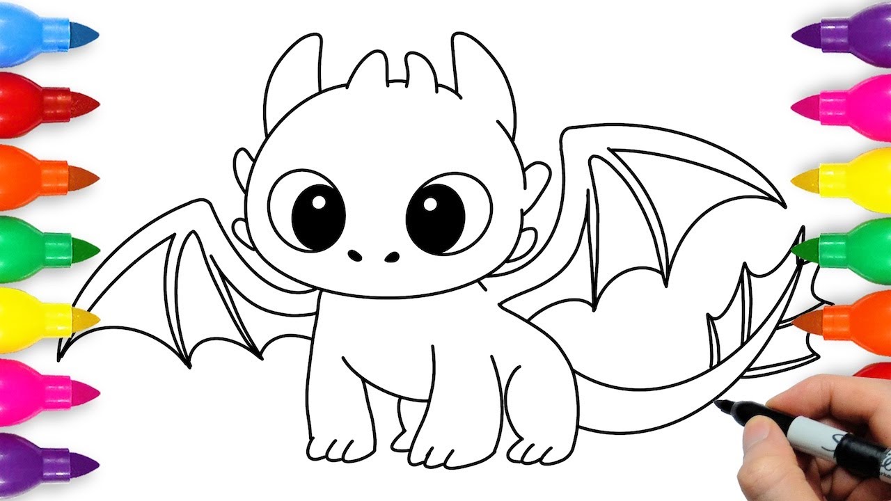 Draw Toothless from How to Train Your Dragon - YouTube