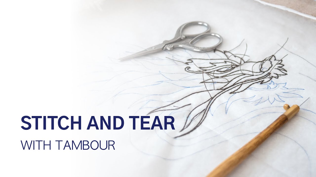 Stitch and tear with tambour - YouTube