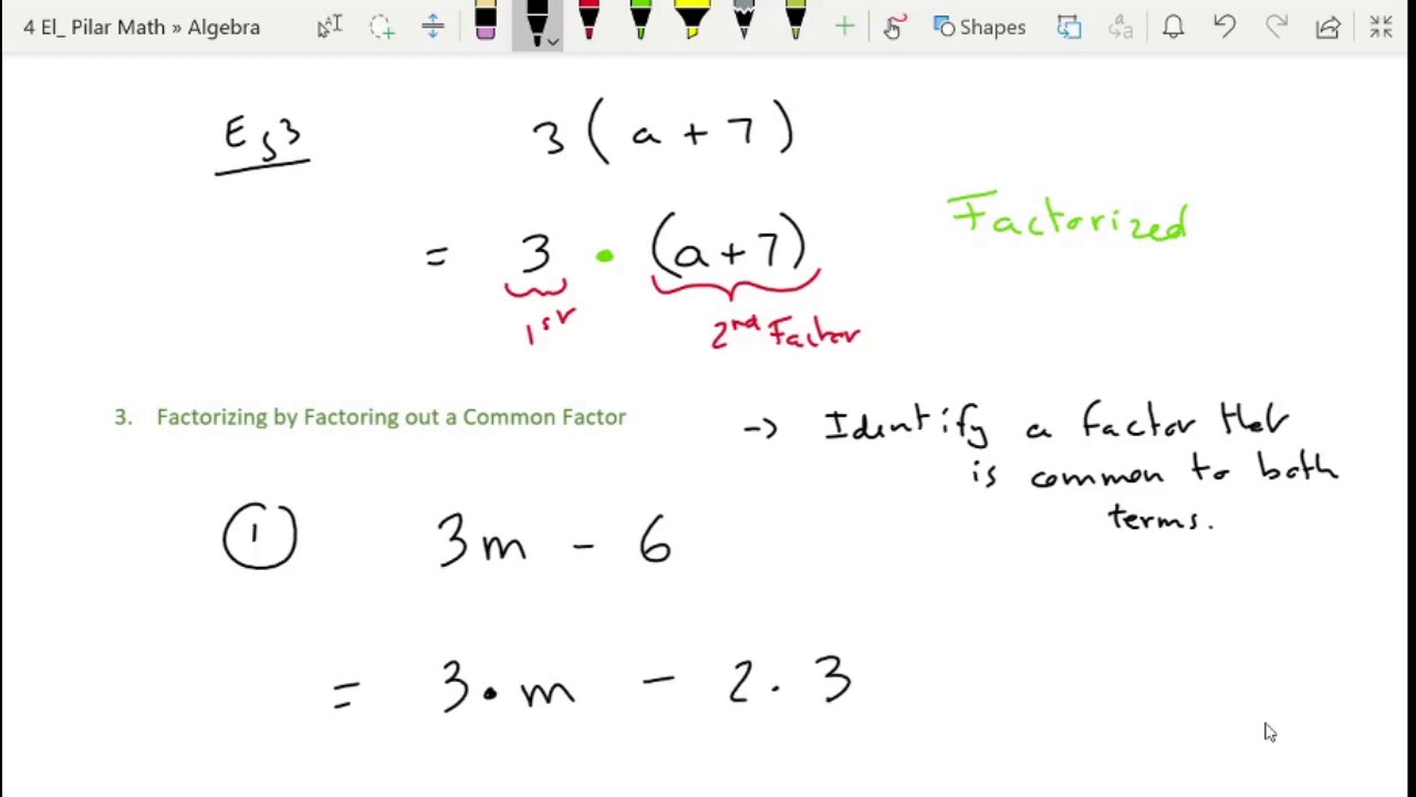 Factorization by factoring out a common factor - YouTube