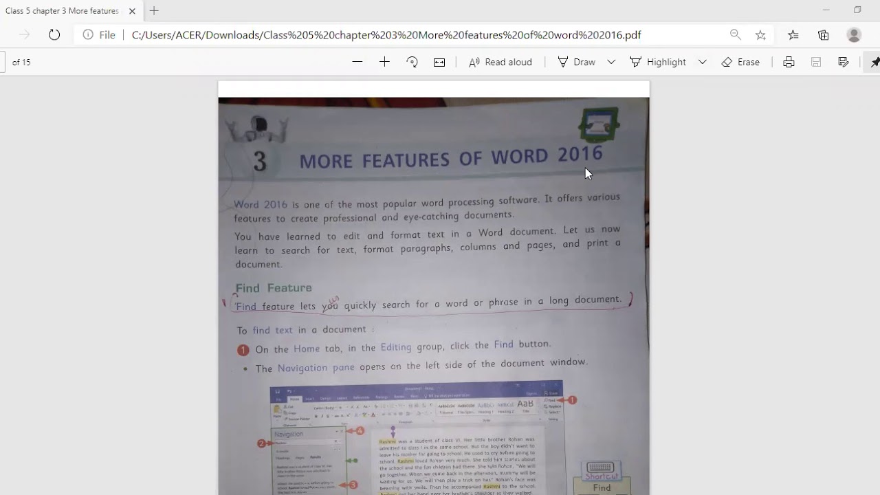 Class 5 chapter 3 More features of word 2016 - YouTube