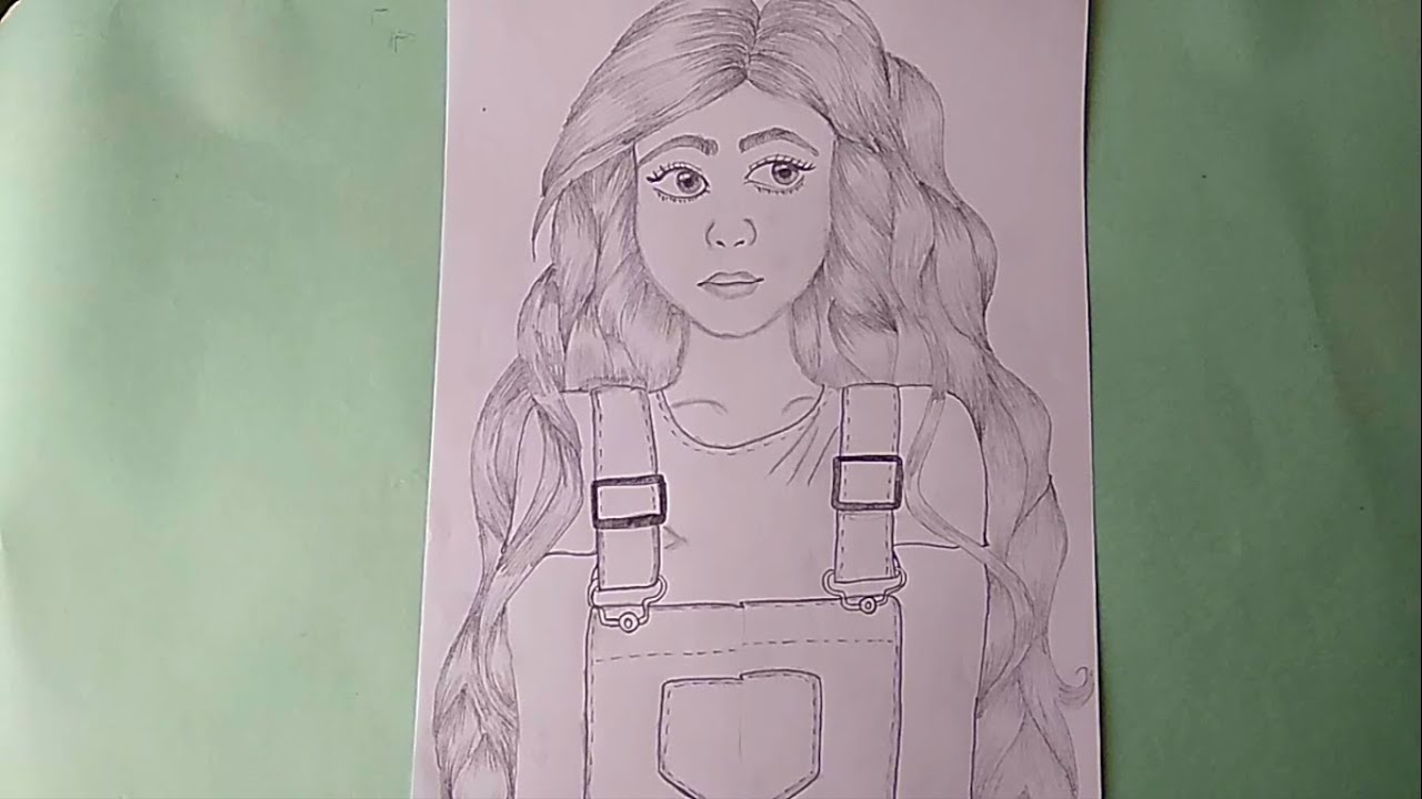 A Innocent girl face with long hair step by step || pencil sketch ...