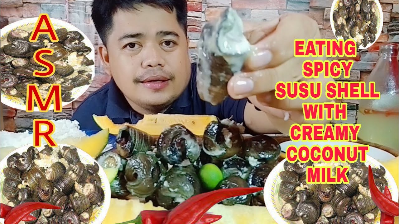 EATING SPICY SUSU (खोल दूध) SHELL WITH CREAMY COCONUT MILK #asmr # ...