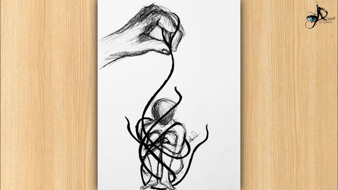 How to draw There is only one rope in life but we get entangled in it ...