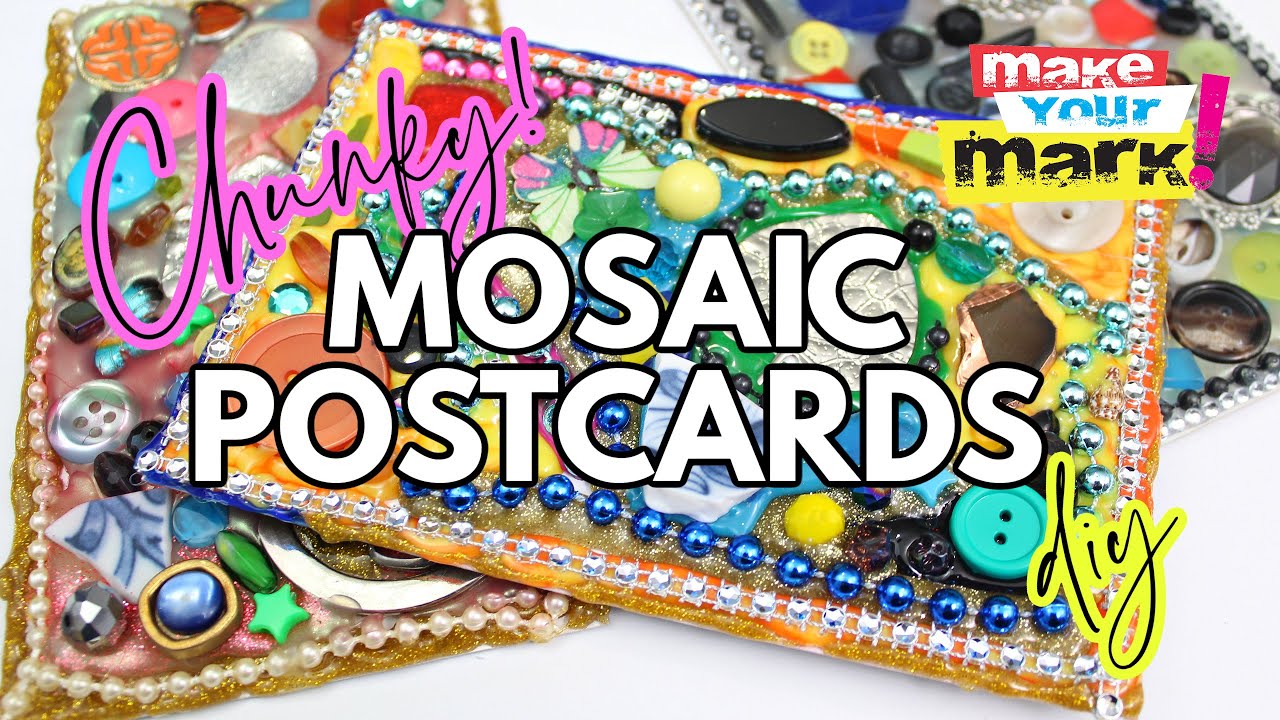 Hot Glue Mosaic Postcards DIY - YouTube