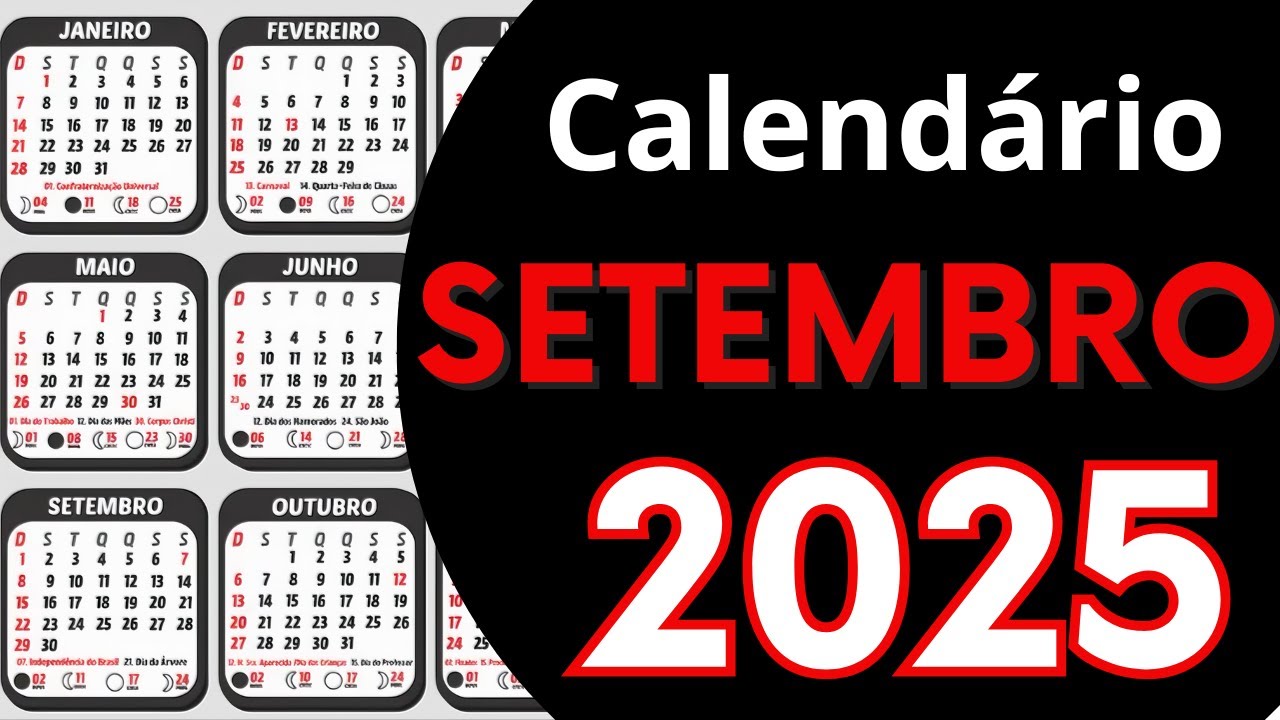 Calendário SETEMBRO 2025 📆 Datas Importantes | Fases da Lua | Feriados ...