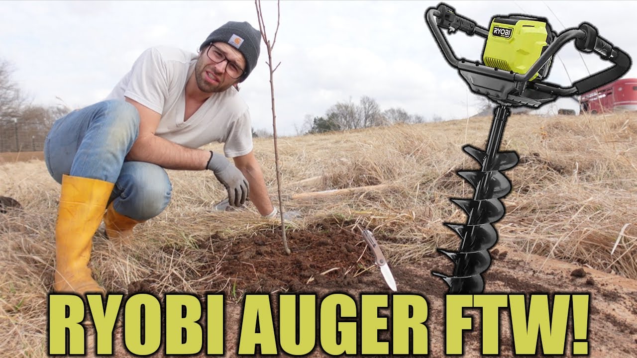 Planting 13 Fruit Trees using the Ryobi Auger! - YouTube