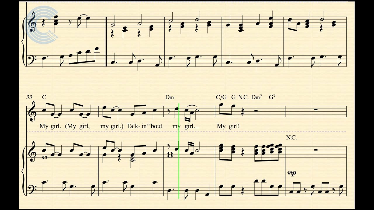 Marimba - My Girl - The Temptations - Sheet Music, Chords, & Vocals ...