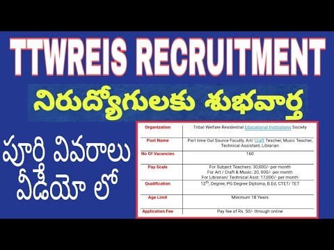 TTWREIS Telangana Recruitment 2020 for 160 Teacher Posts || 12th ...
