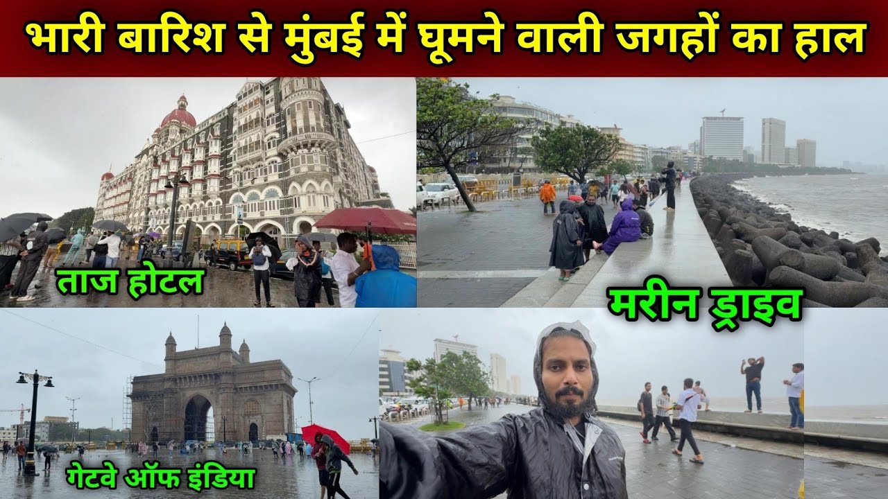 Marine Drive , Gateway Of India And Taj Hotel View In Heavy Rain Mumbai ...