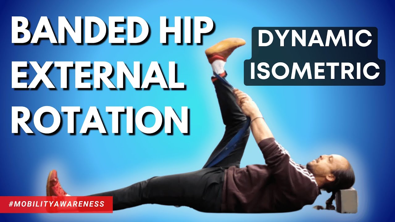 Supine Banded Hip External Rotation dynmaic isometric - YouTube
