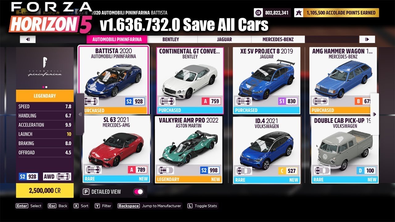 Forza Horizon 5 Save v1.636.732.0 All Cars - YouTube