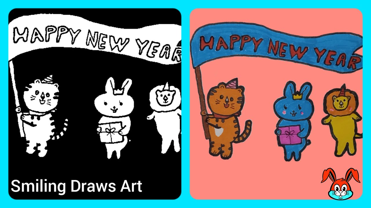 How to Draw New Year drawing 2023 - Easy Drawing Tutorial art tips with ...