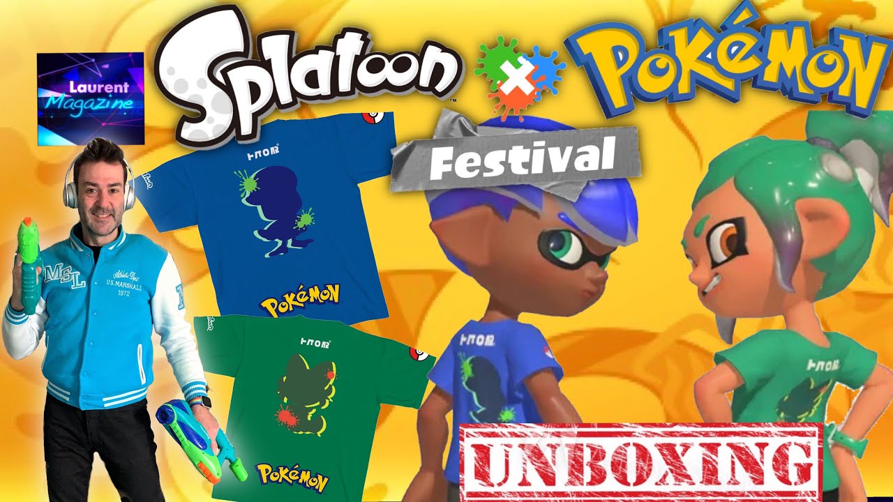 UNBOXING TSHIRT SPLATOON X POKEMON SPLATFEST EAU PLANTE NINTENDO STORE ...