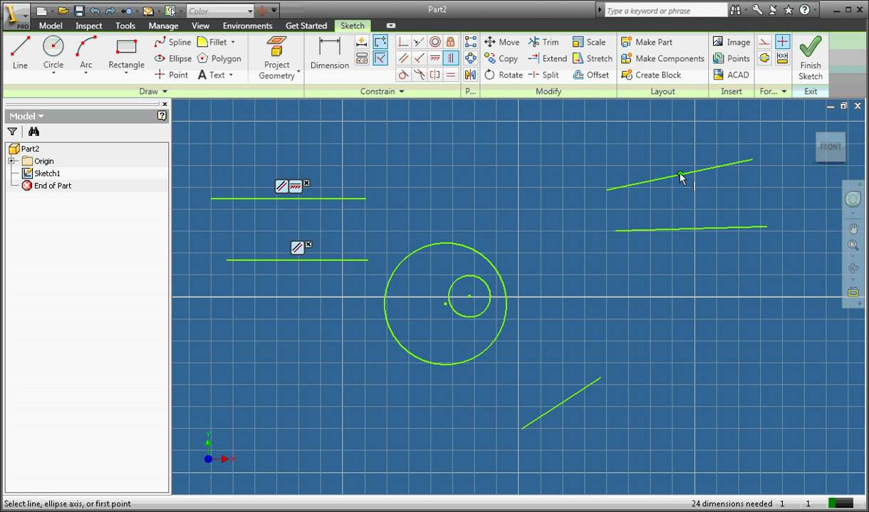 Autodesk Inventor 2010: Lesson 4: Intro to constraints in an ipt part file sketch - YouTube