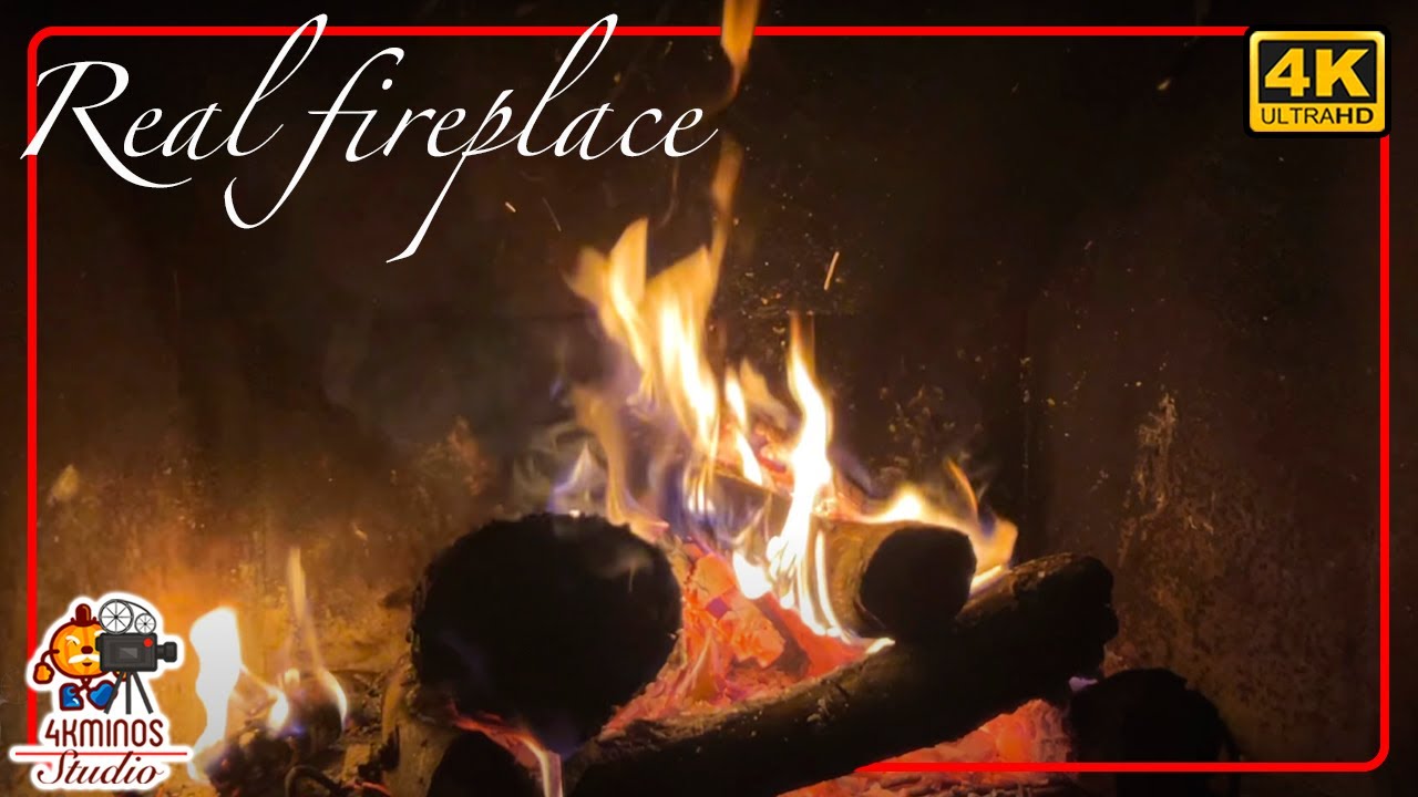 Relaxing real fireplace | 4K (Ultra HD) | 4kminos Studio - 2025 - YouTube