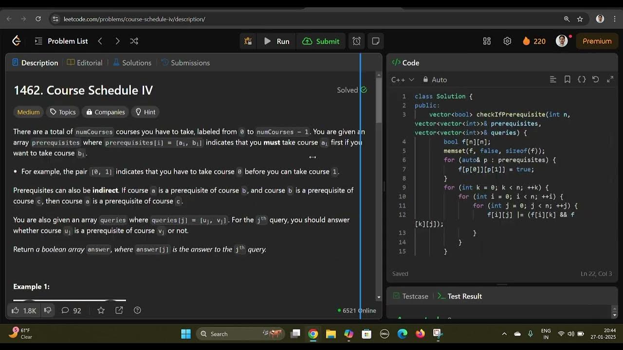 Course Schedule IV| LEETCODE#POTD |27-01-2025|@DecodeMaster01 - YouTube