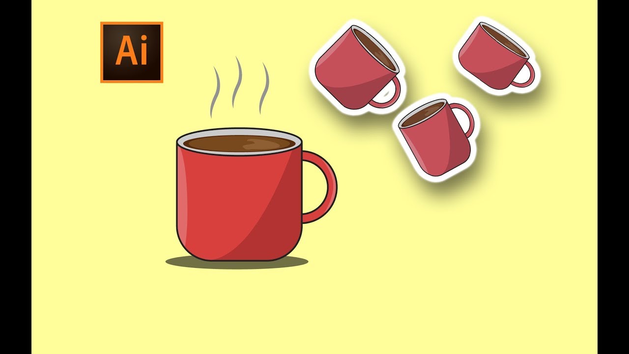 Adobe Illustrator Tutorial | Coffee Cup| Logo Design /Illustration(Flat ...