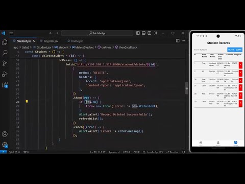 18 React Native Delete Student Record - YouTube