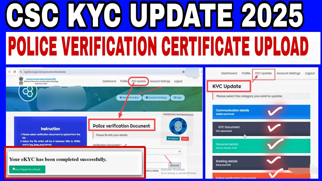 CSC VLE KYC UPDATE 2025 | Csc me police verification upload kaise kare | CSC Vle E-kyc update ...