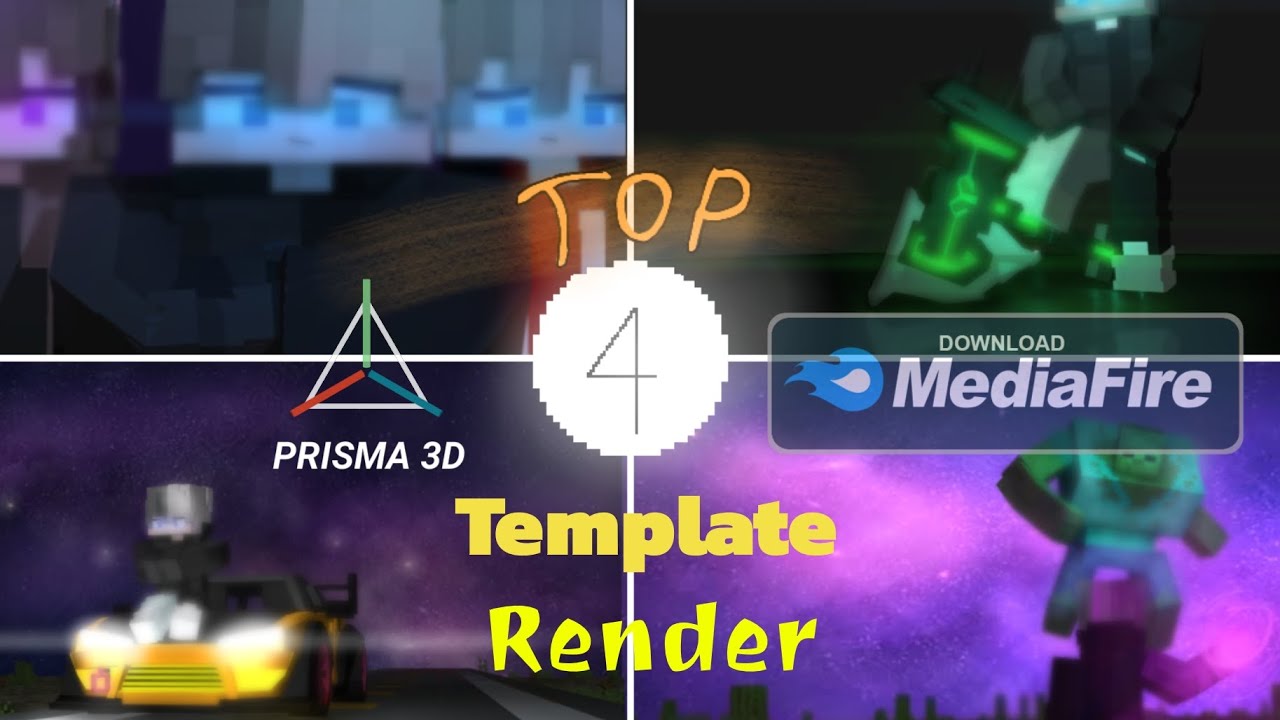 Top 4 template render Minecraft prisma 3D/P3D Link Mediafire - YouTube