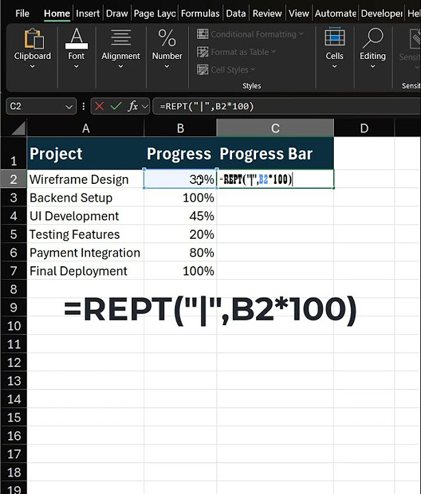 Trending progress bar with Repeat function #excel #exceltips #exceltricks #exceltutorial - YouTube