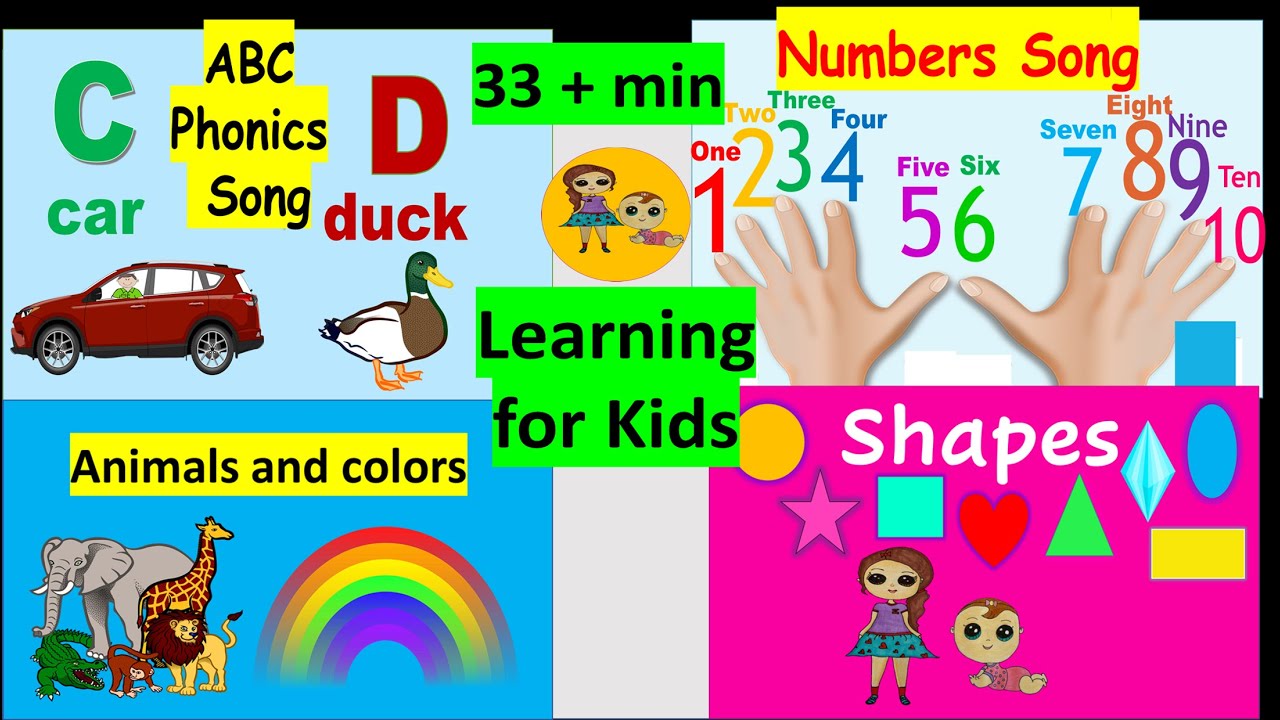 Learning video for kids & Toddlers| ABC phonics, 123 Numbers| Shapes ...