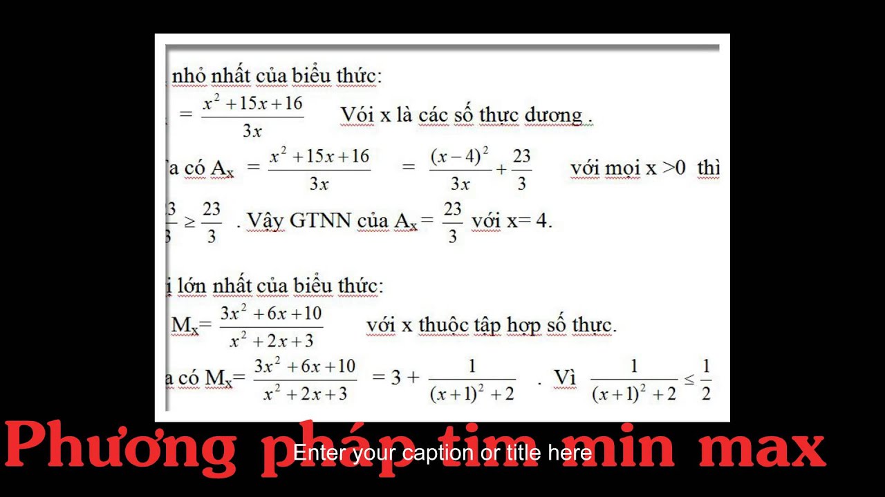 Các phương pháp tìm Min,Max - YouTube