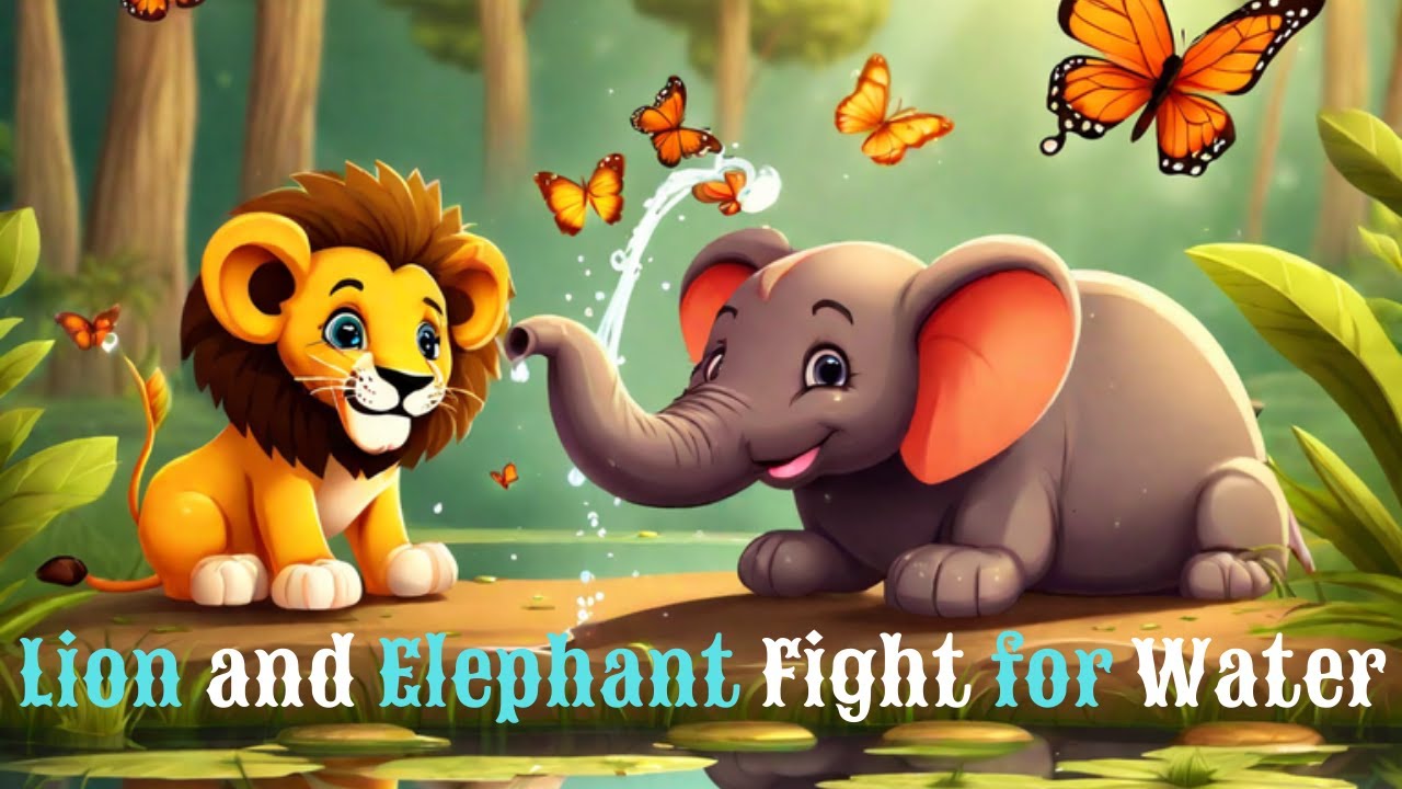 Lion and Elephant Fight for Water -A Cheerful Kids Story 🐛🌈" - Learning ...
