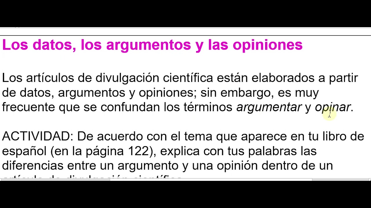 Los datos los argumentos y las opiniones explicación de la actividad ...