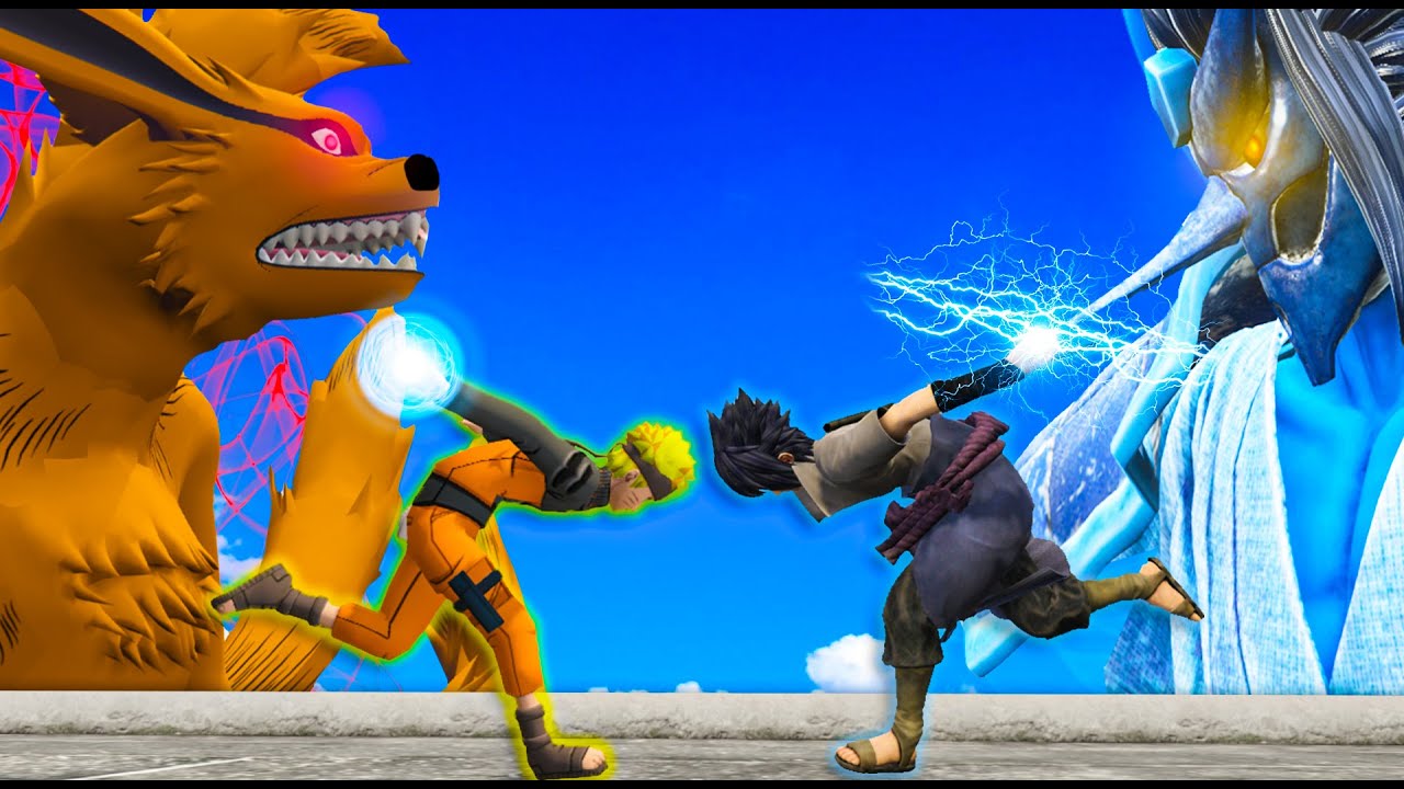 Naruto Transforms into Kurama to fight Sasuke in GTA 5 - YouTube