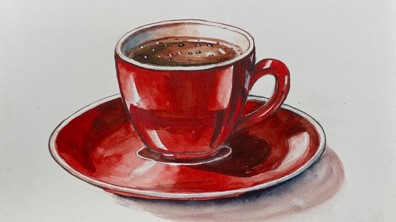 Still life painting | Cup plate | Watercolour - YouTube