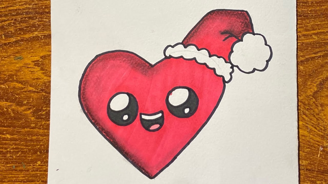 How to draw a heart easy | Cute heart drawing easy | Christmas drawing ...