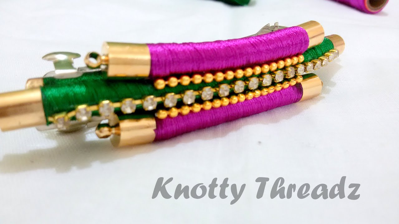 How to make a Silk Thread Designer Hair Clip - Piped !! - YouTube