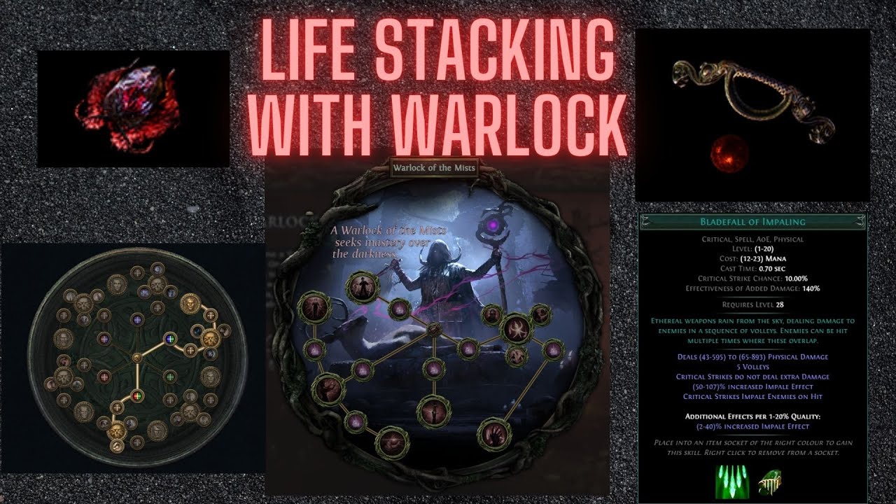 Warlock Life Stacker - Bladefall of Impaling | Path of Exile - YouTube