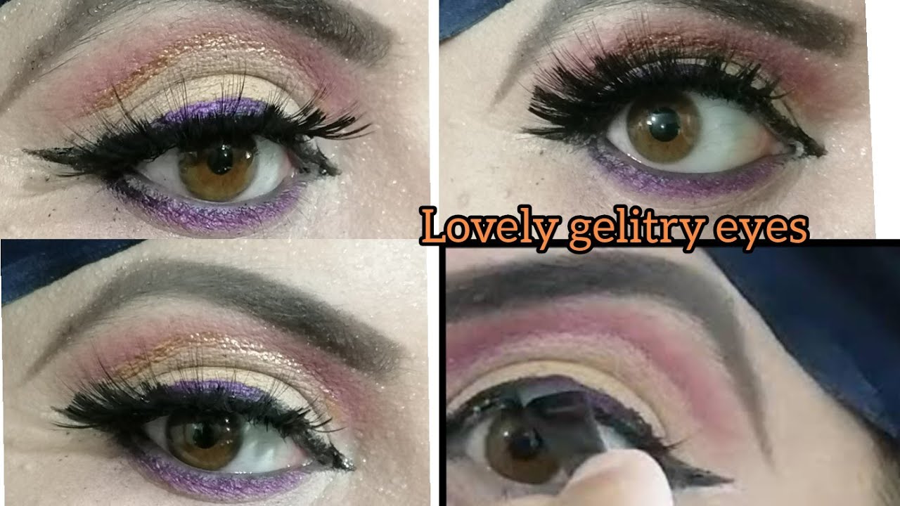Arabic eye makeup with gletry golden eyeliner - YouTube
