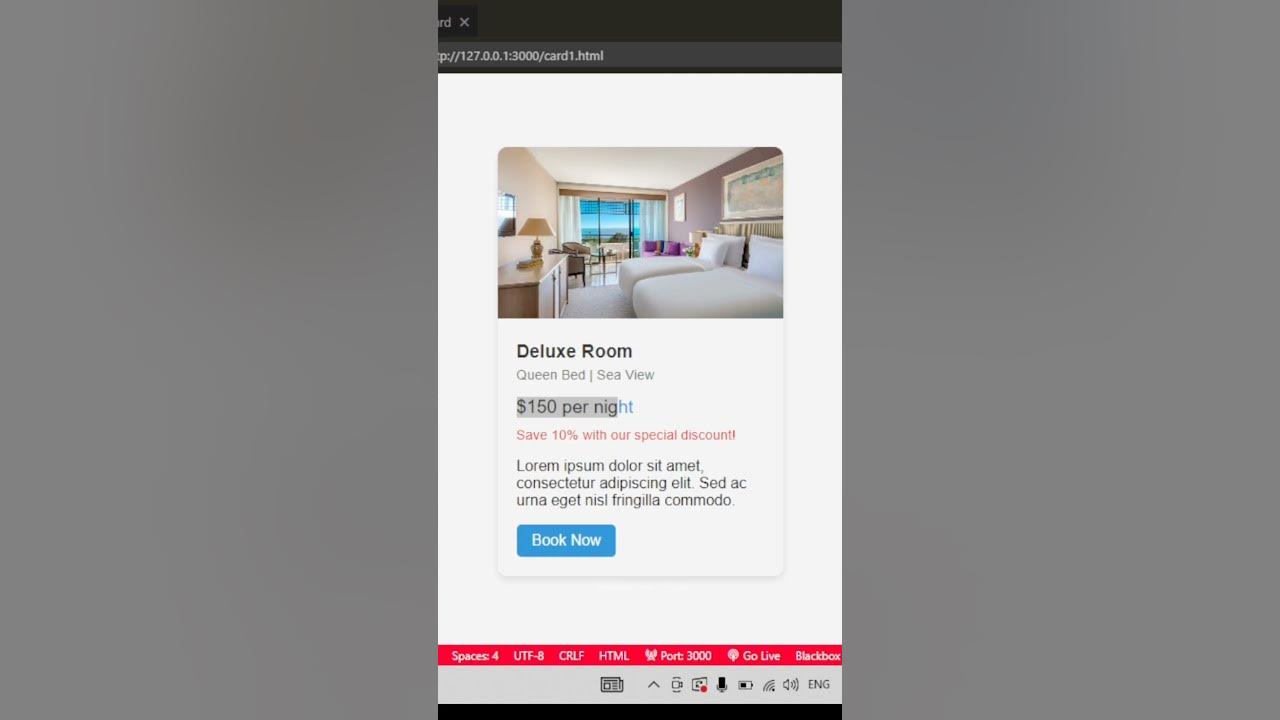 Hotel Card Layout Using Html And Css Webdevwithrajeev Coding Html Css Webdesign Youtube
